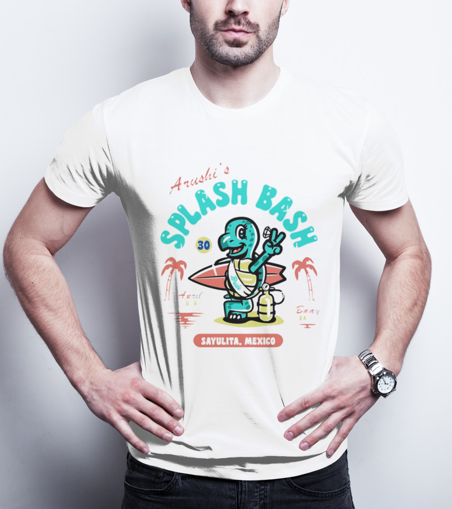 Arushi's Splash Bash Surfing Turtle 30th Birthday Sayulita Mexico T-Shirt