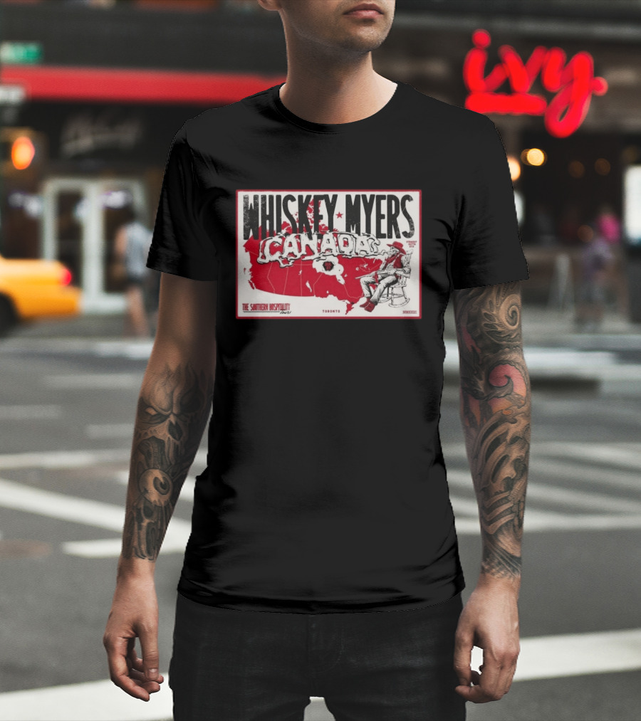 Whiskey Myers Canada Map Southern Hospitality Tour Toronto July 21 2026 Event T-Shirt