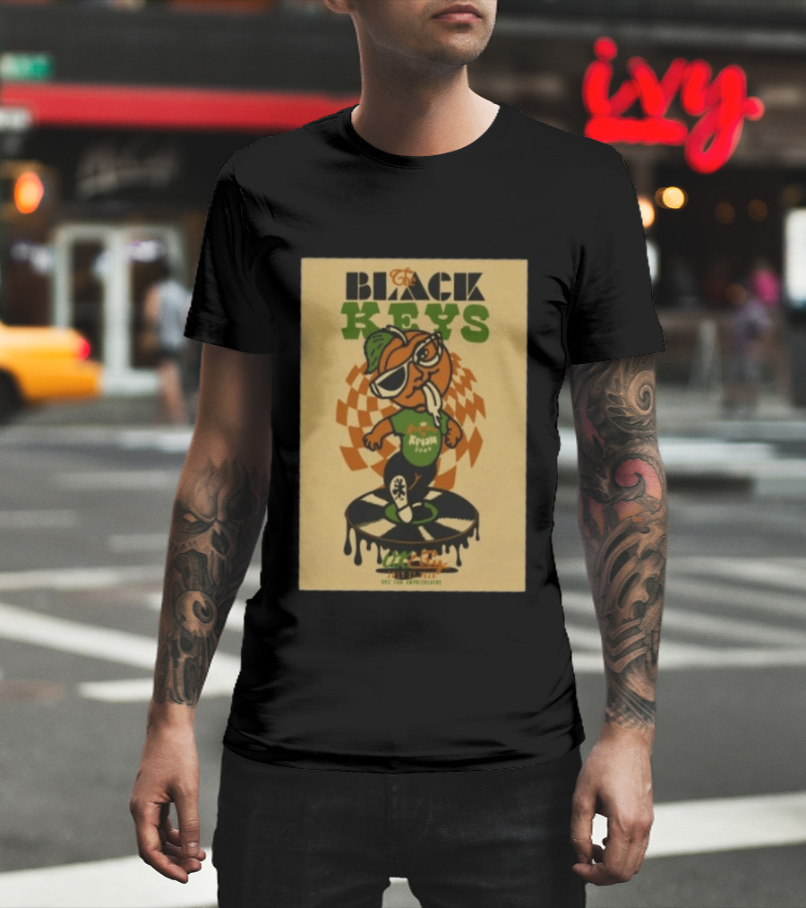 The Black Keys Oklahoma City OK July 21 2026 Checkered Record Orange Character Event T-Shirt