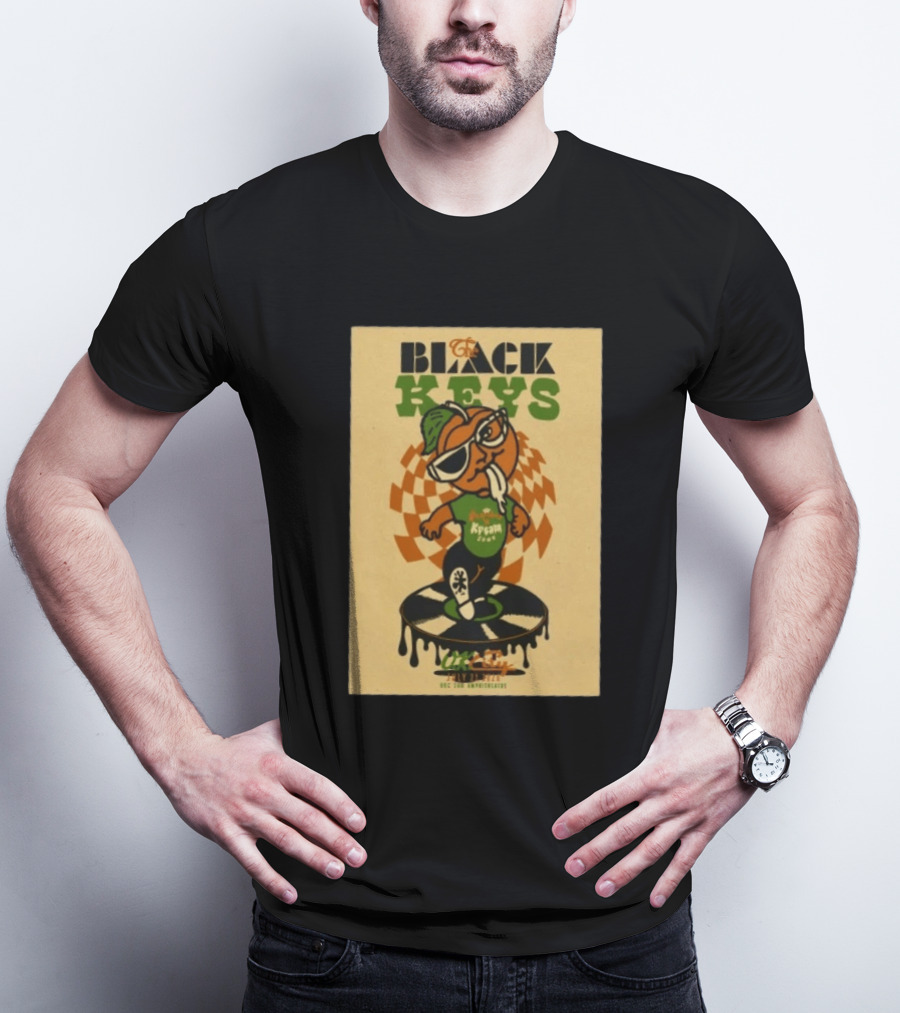 The Black Keys Oklahoma City OK July 21 2026 Checkered Record Orange Character Event T-Shirt