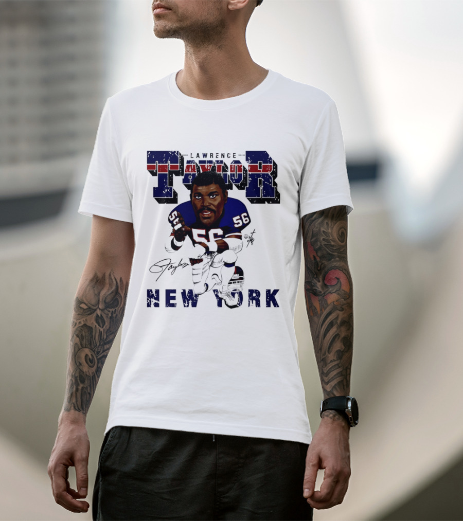Lawrence Taylor New York Giants Kneeling Bruce Stark Collection T-Shirt