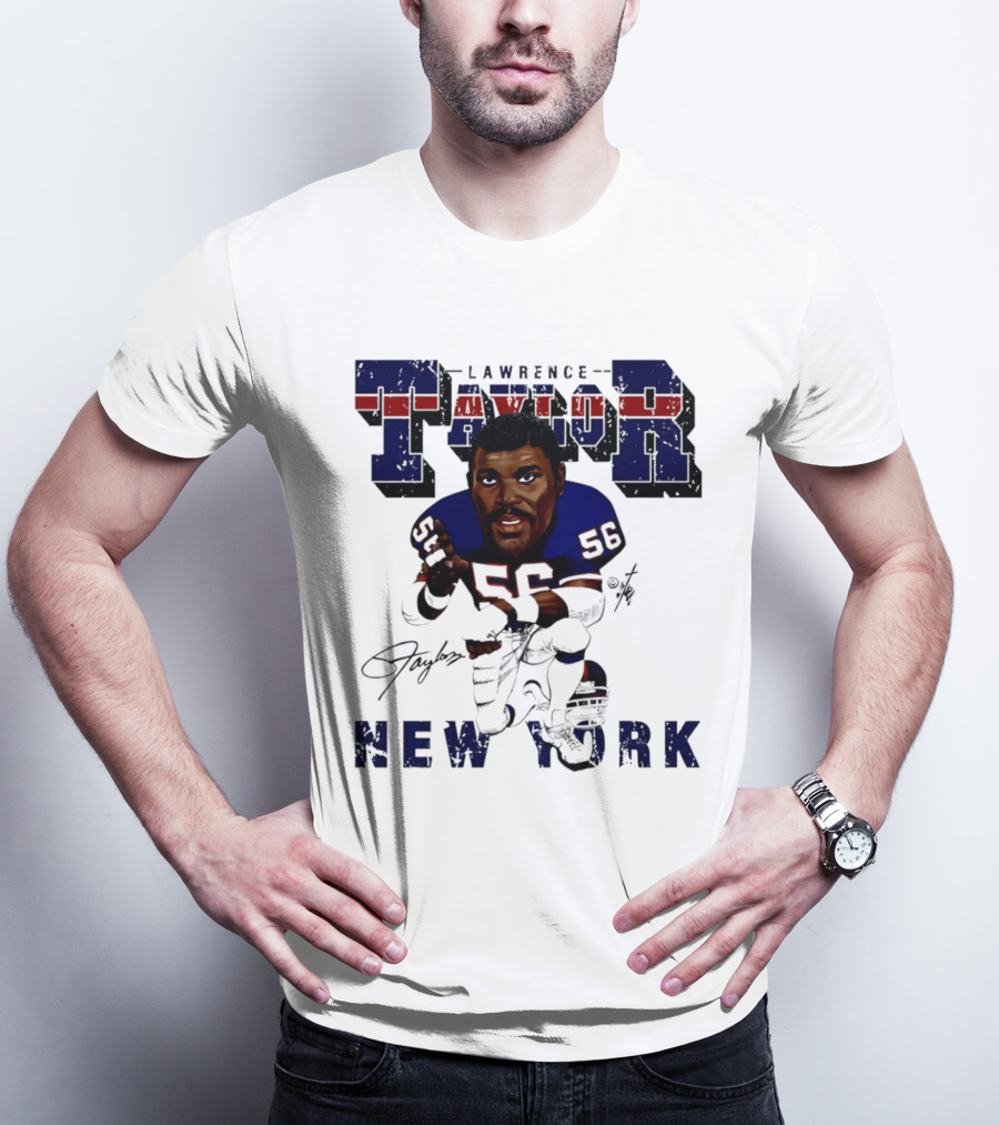 Lawrence Taylor New York Giants Kneeling Bruce Stark Collection T-Shirt