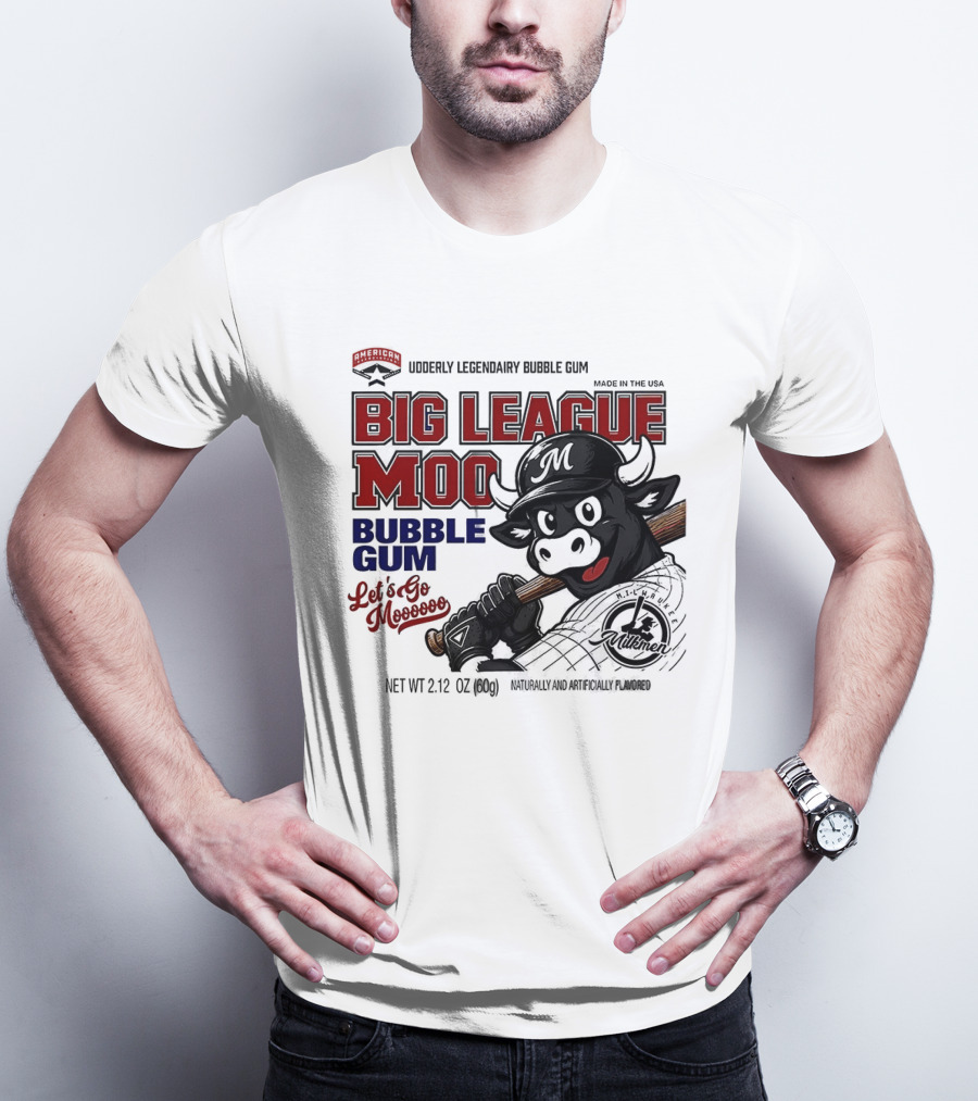 Milwaukee Milkmen Big League Moo Bubble Gum Udderly Legendary Made In USA T-Shirt