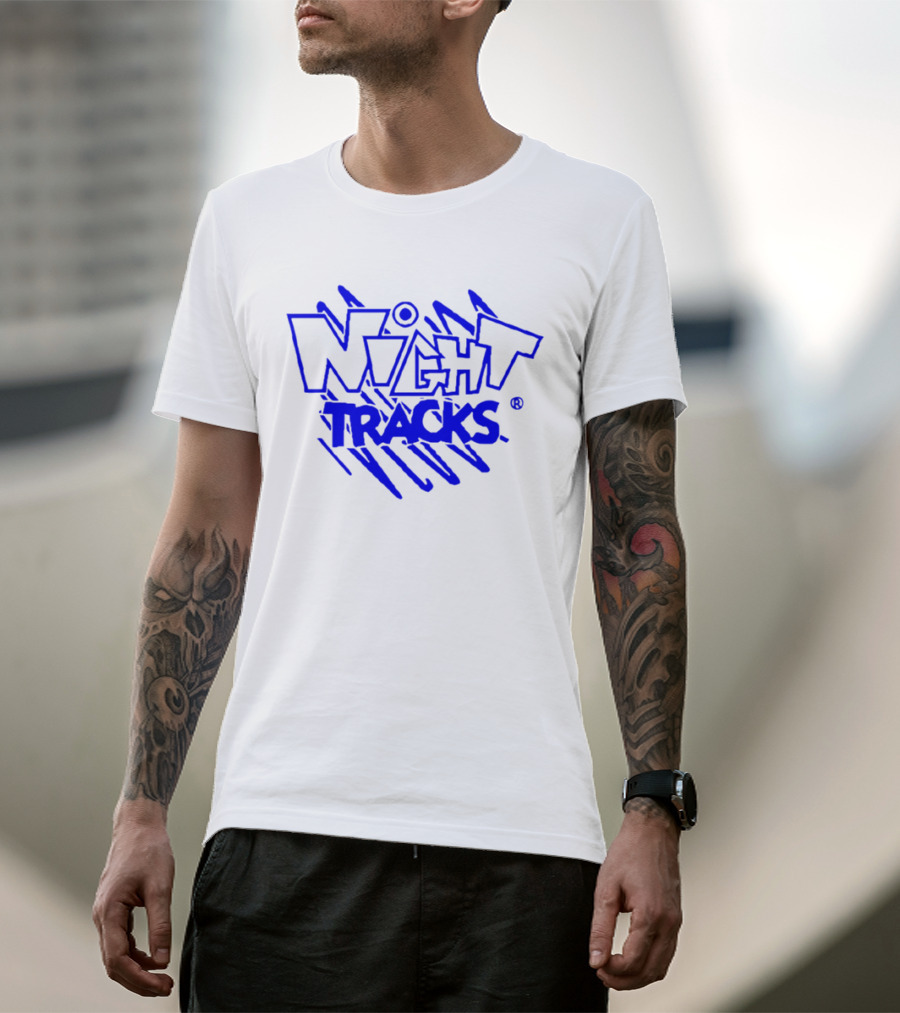 Night Tracks Retro Bold Blue T-Shirt