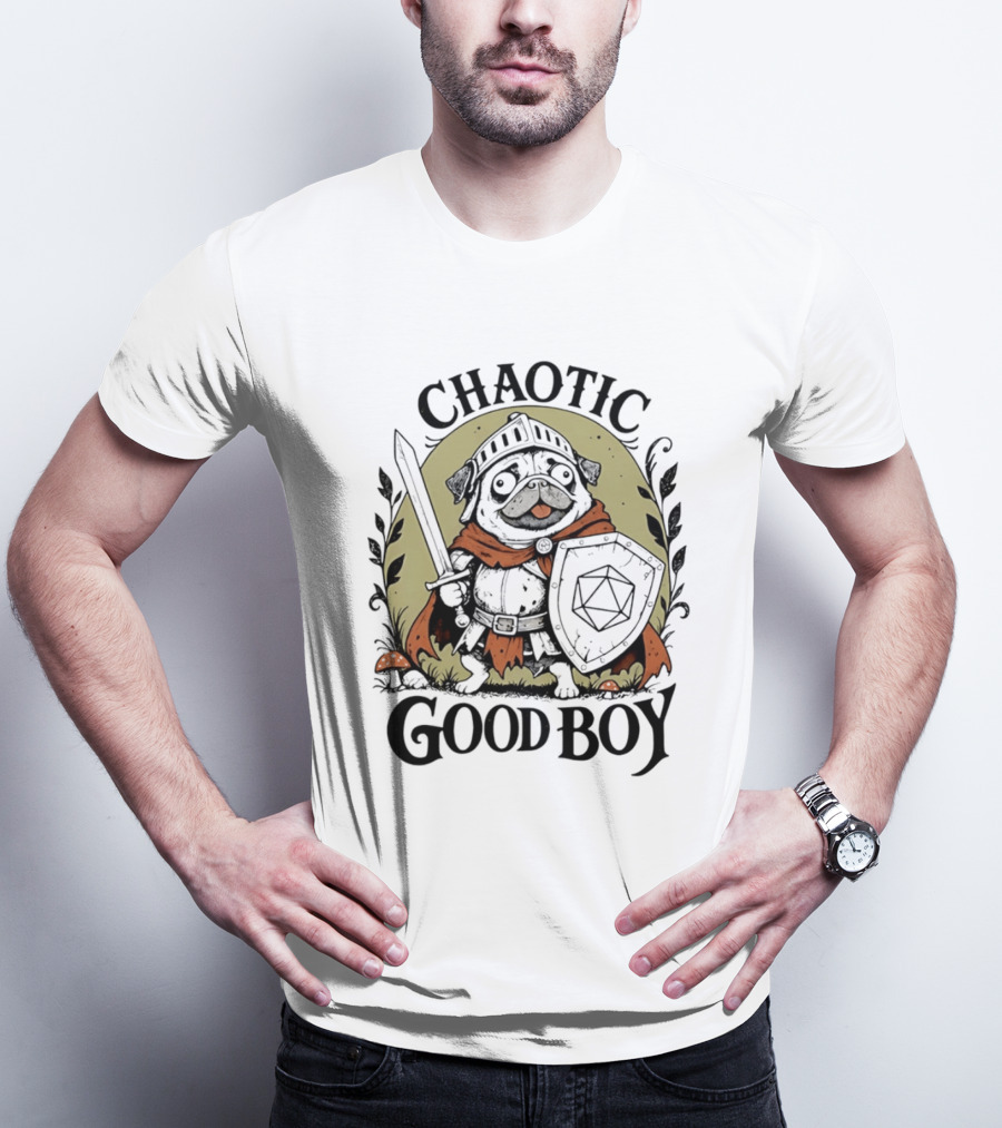 Chaotic Good Boy Pug Knight Dungeons And Dragons Adventure T-Shirt