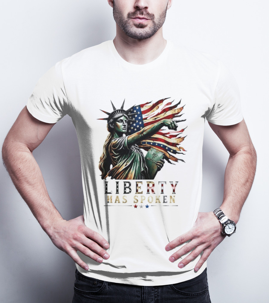 Sophia Cunningham Liberty Has Spoken Statue Of Liberty Pointing July Freedom Flag T-Shirt