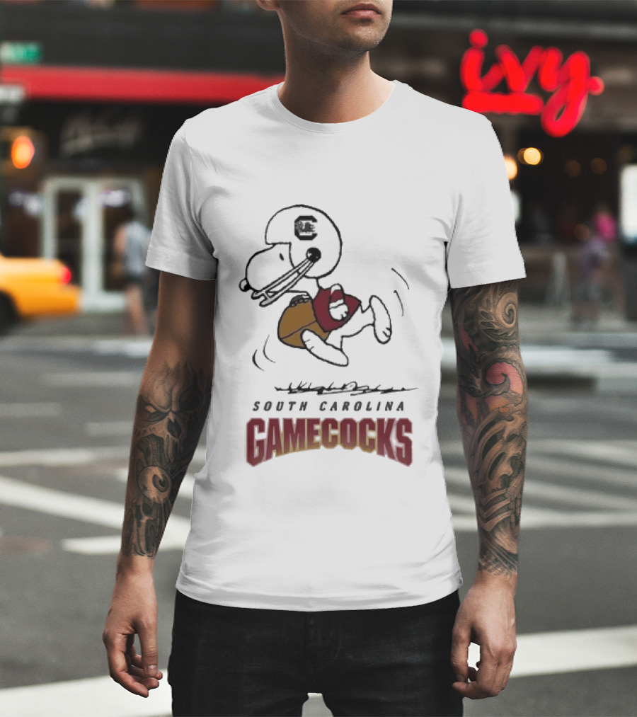 South Carolina Gamecocks Peanuts Snoopy Football T-Shirt