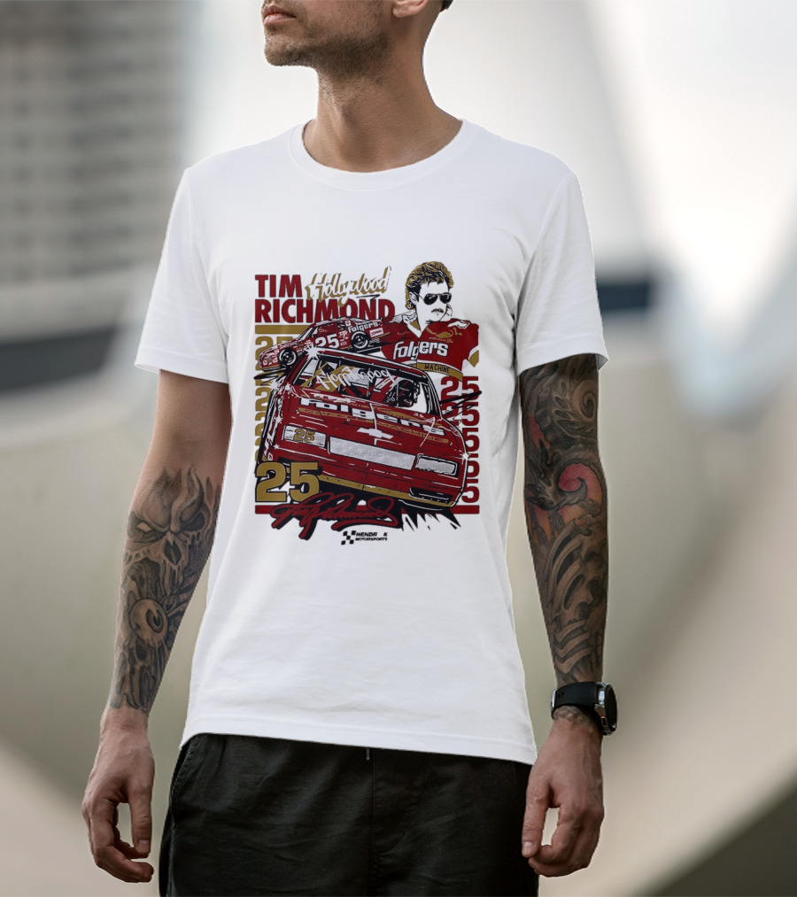 Tim Richmond Hollywood 25 Hendrick Motorsports Folgers NASCAR Racing T-Shirt
