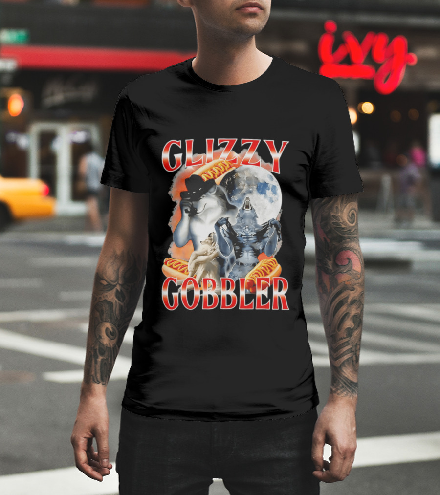 Glizzy Gobbler Wolf Moon Hot Dog Meme T-Shirt