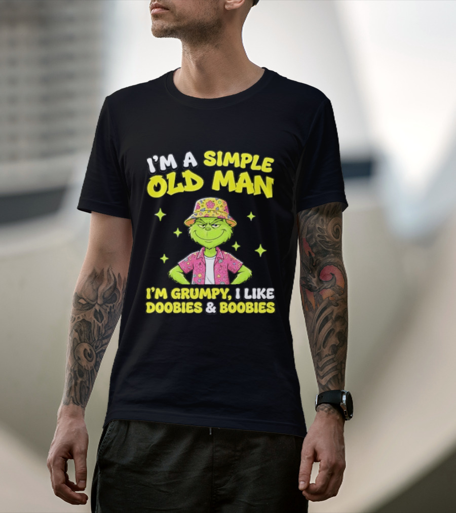I'm A Simple Old Man Grumpy I Like Boobies Hawaiian Hat T-Shirt