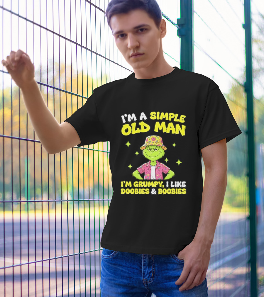 I'm A Simple Old Man Grumpy I Like Boobies Hawaiian Hat T-Shirt