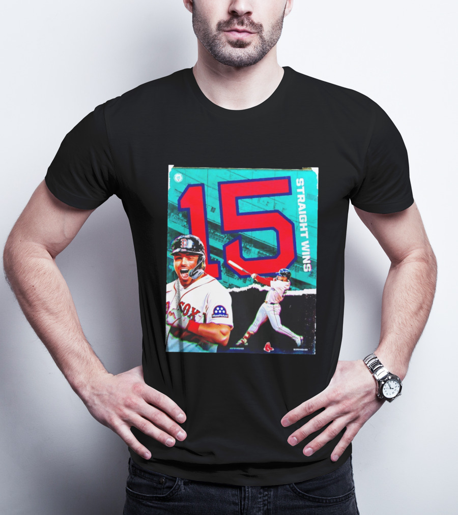 Boston Red Sox 15 Straight Wins Moose Mutual Collaboration T-Shirt