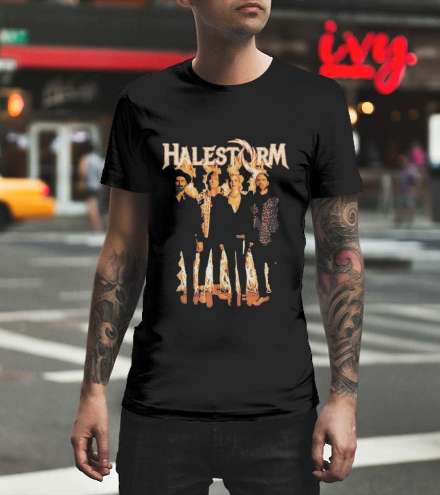 Halestorm Firestorm Band Members Flames T-Shirt