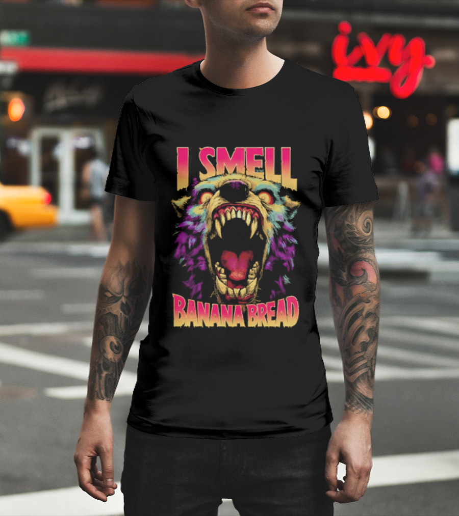 Hungry Werewolf I Smell Banana Bread Colorful Roaring Beast T-Shirt