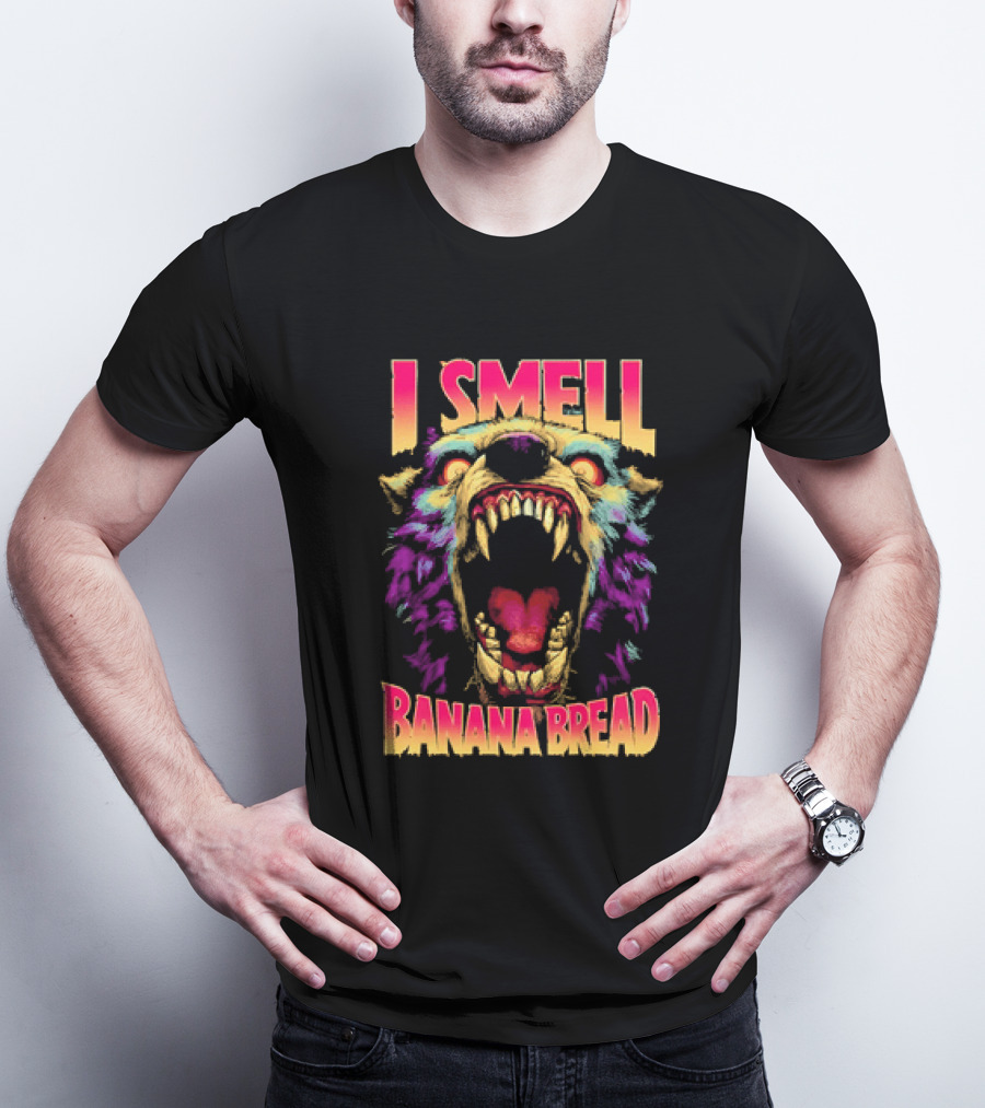 Hungry Werewolf I Smell Banana Bread Colorful Roaring Beast T-Shirt