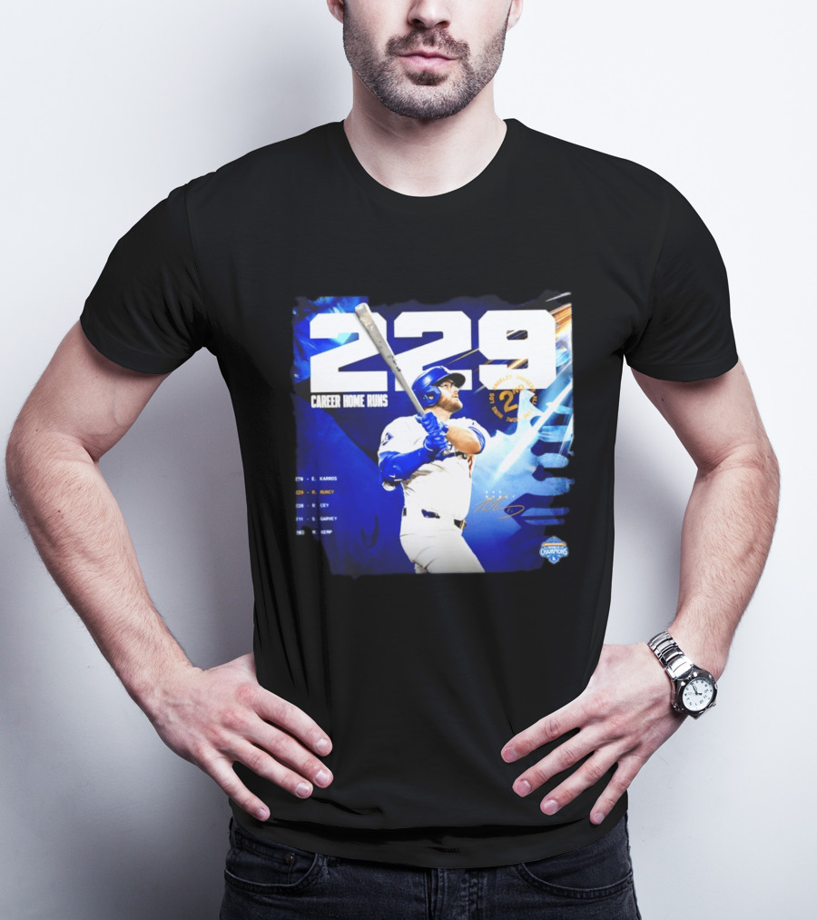 Max Muncy Los Angeles Dodgers 229 Career Home Runs Celebration MLB Champions T-Shirt