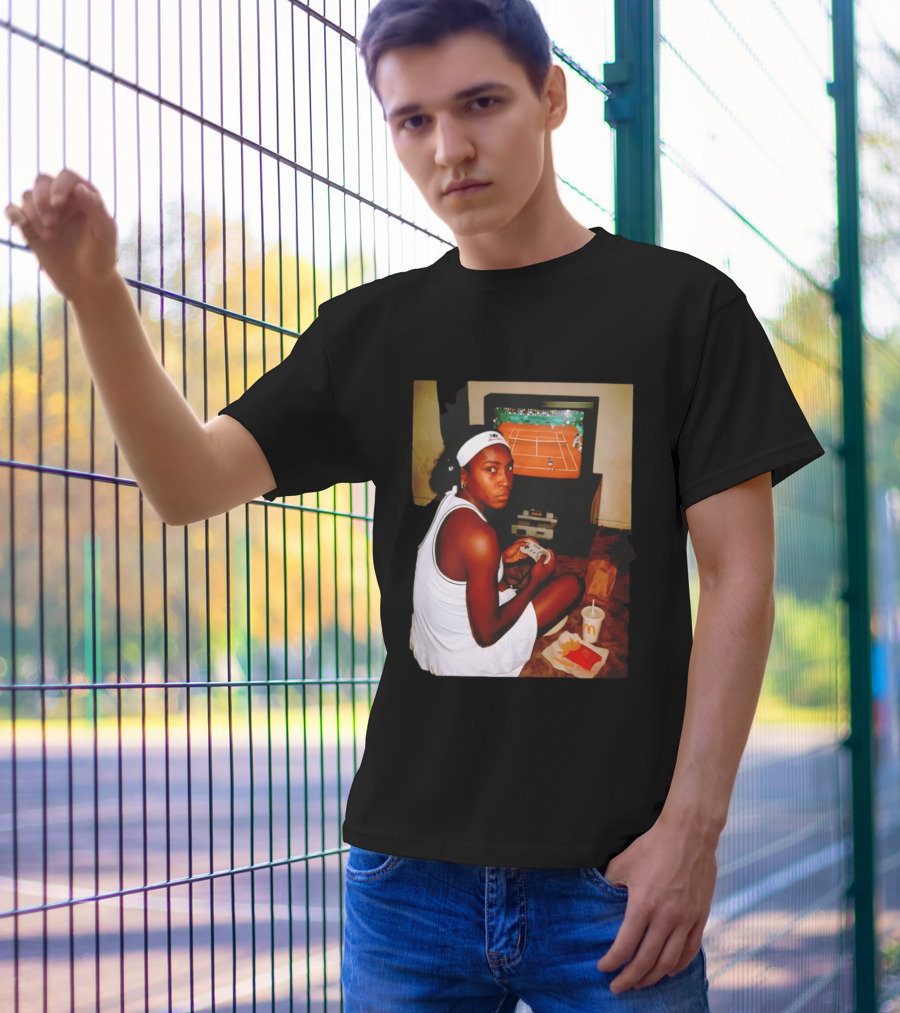 Coco Gauff Playing Retro Tennis Video Game With McDonald's Snacks T-Shirt