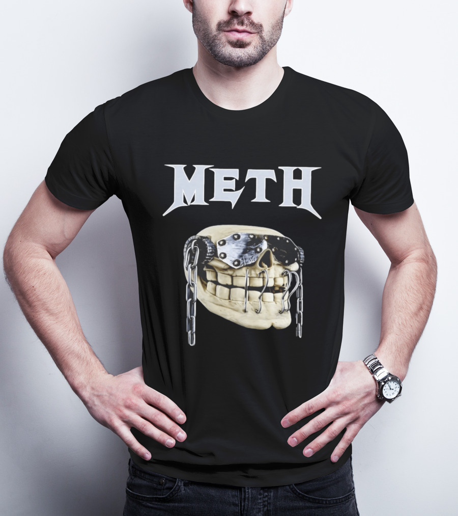 Meth Skull Metal Goggles Chains T-Shirt
