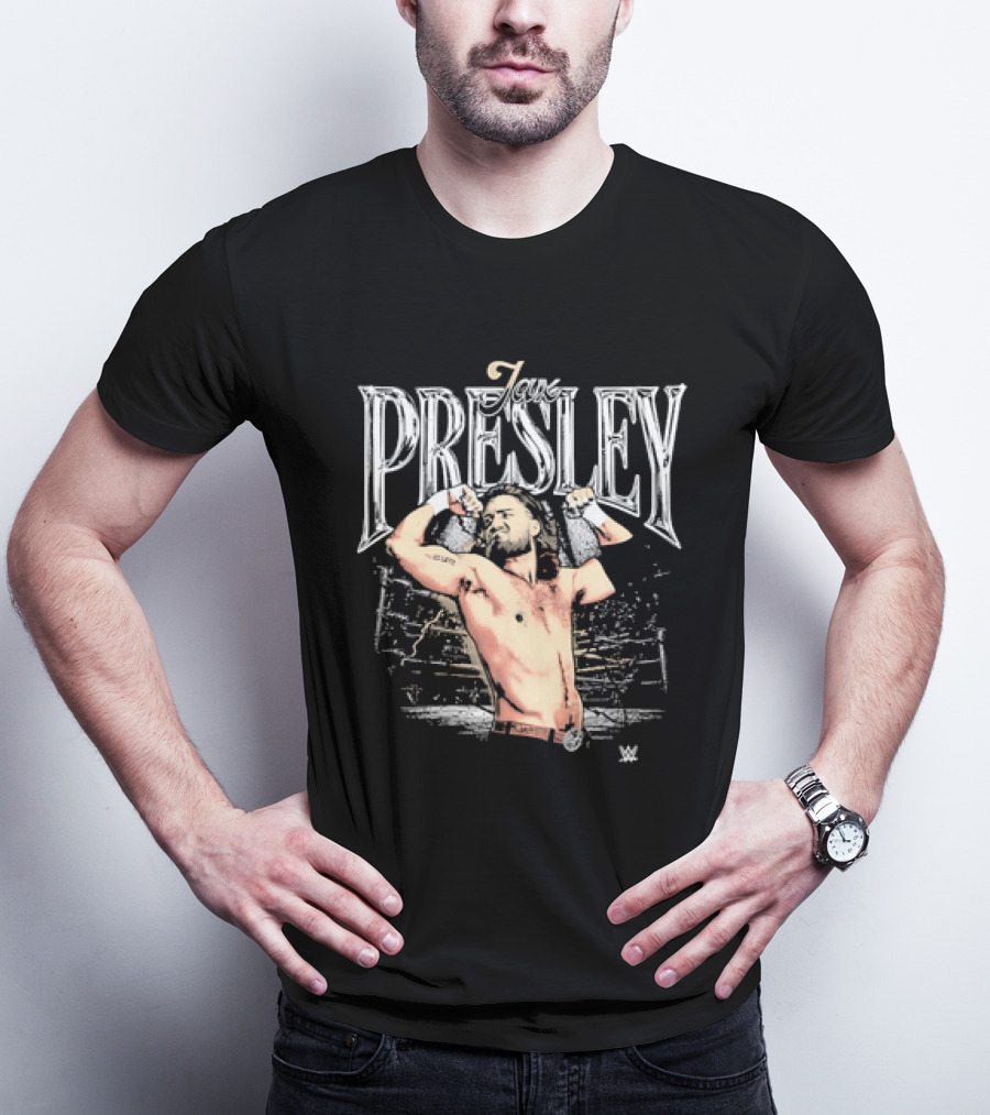 Jax Presley Flexing Muscles WWE Presley Backdrop T-Shirt