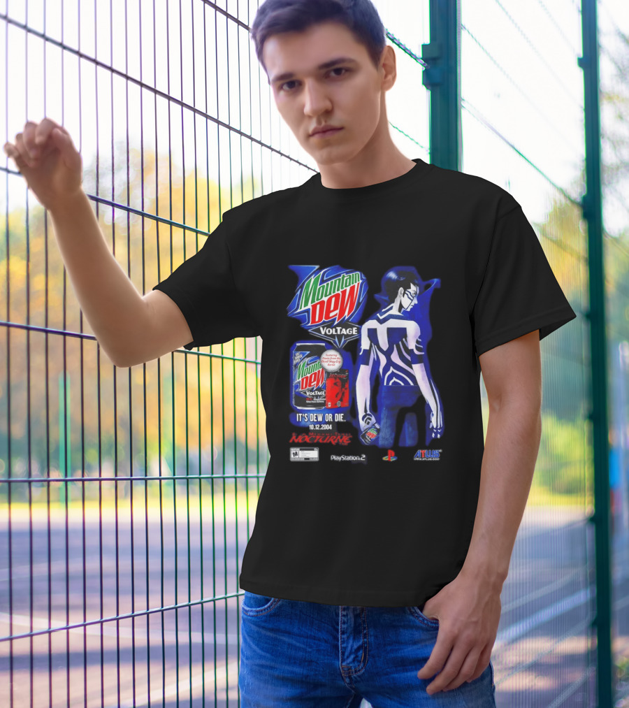 Mountain Dew Voltage Nocturne Devil May Cry Featuring Dante It's Dew Or Die 10.12.2004 PlayStation 2 Atlus T-Shirt