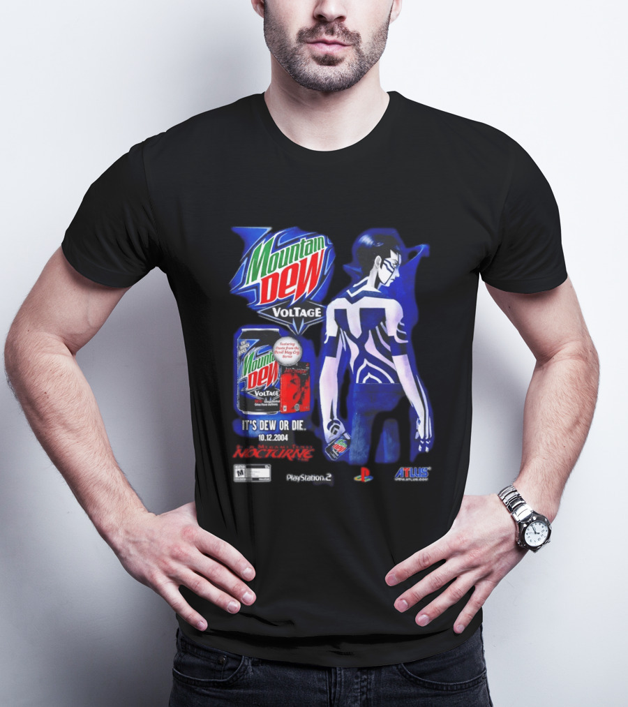 Mountain Dew Voltage Nocturne Devil May Cry Featuring Dante It's Dew Or Die 10.12.2004 PlayStation 2 Atlus T-Shirt