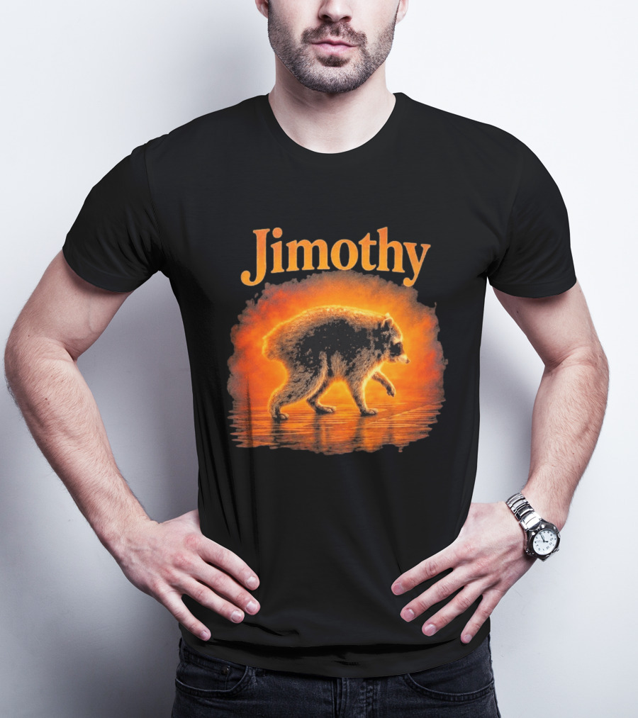 Jimothy Raccoon Silhouette Glowing Sunset Nature Scene T-Shirt