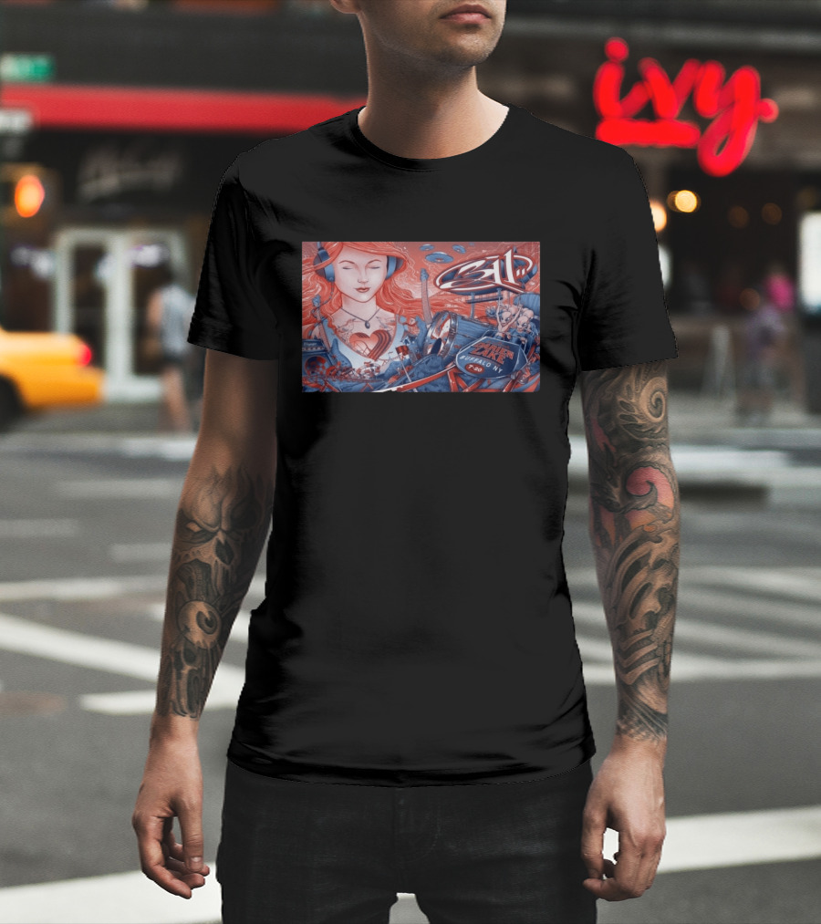 311 Darien Lake 7 20 Buffalo NY Art With Drum And Redhead Listening T-Shirt