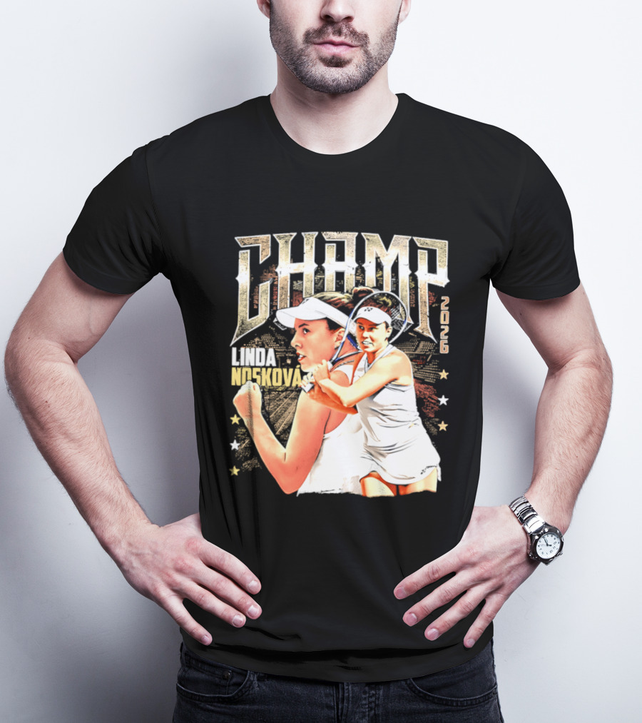 Linda Noskova Wimbledon 2026 Champ Bold Tennis Celebration T-Shirt