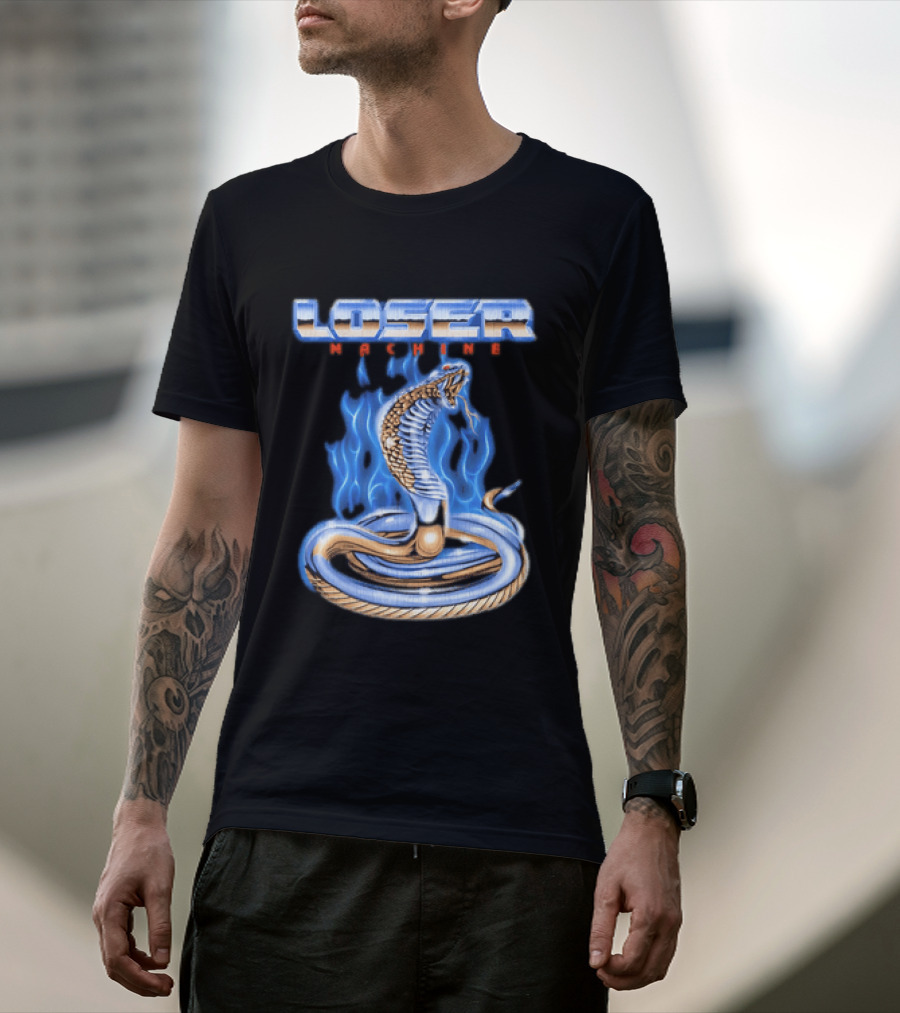 Loser Machine Cobra Flaming Blue Serpent Roaring Snake T-Shirt