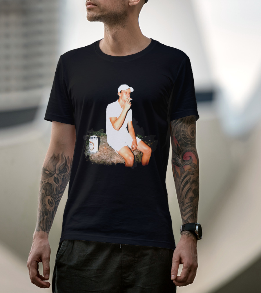 Wimbledon 2026 Men's Singles Italy Jannik Sinner Smoking With Beer T-Shirt