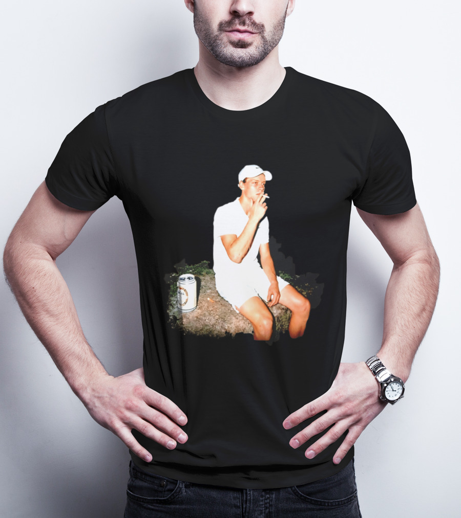 Wimbledon 2026 Men's Singles Italy Jannik Sinner Smoking With Beer T-Shirt