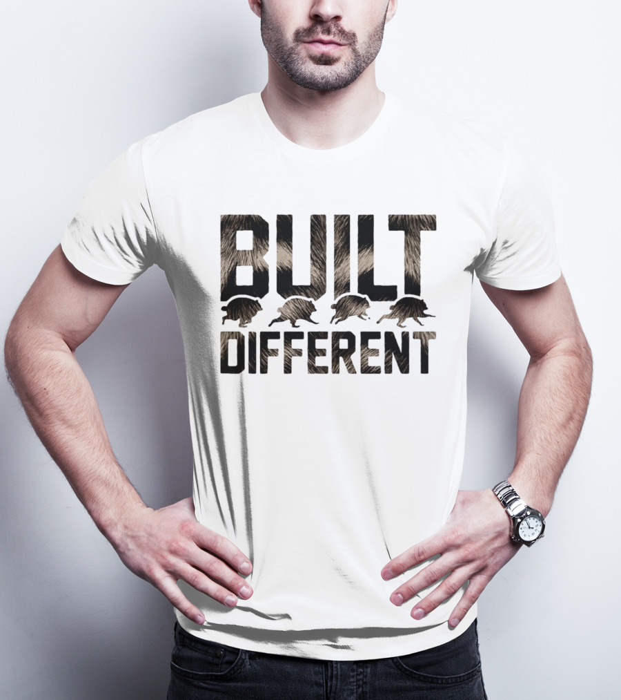 Built Different Jimothy Raccoon Cartoon T-Shirt