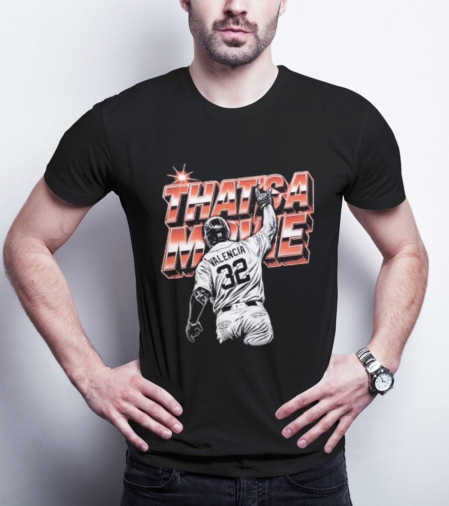 Valencia That's A Movie Baseball Iconic Pose 32 Pointing Skyward T-Shirt