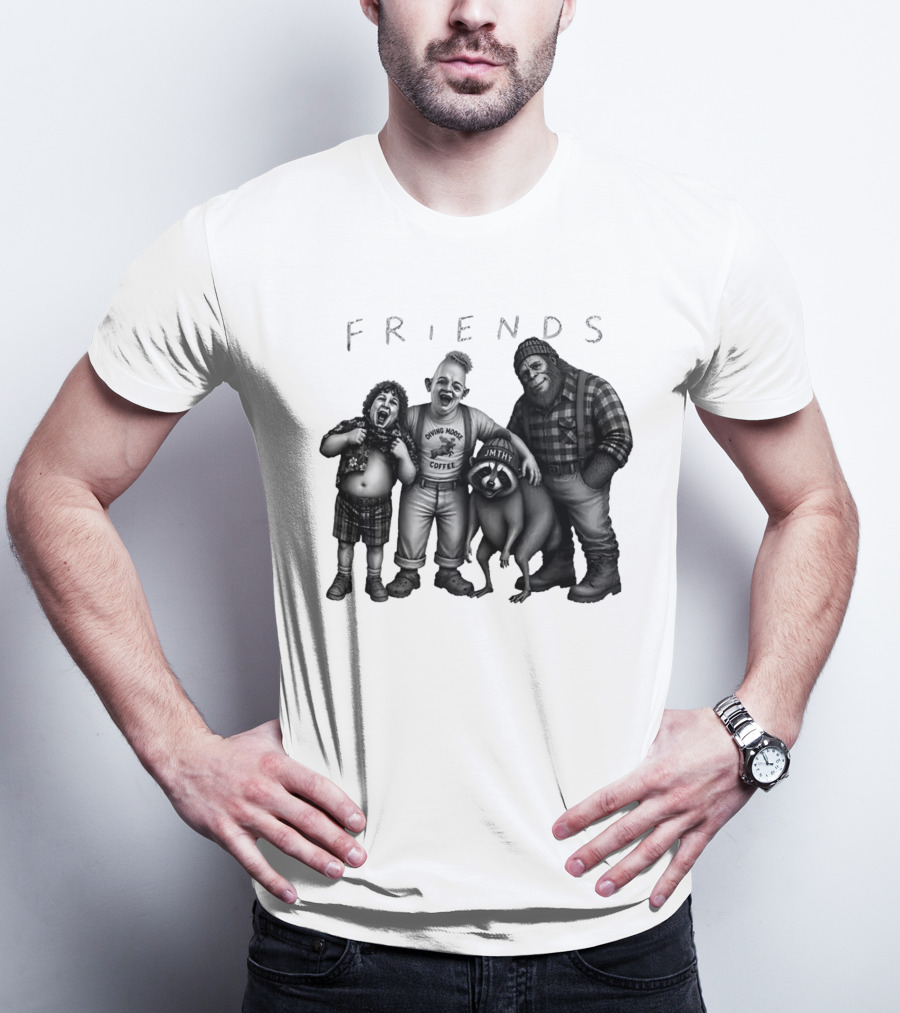 Friends Owning Moose Coffee Jmthy Big Foot Raccoon T-Shirt