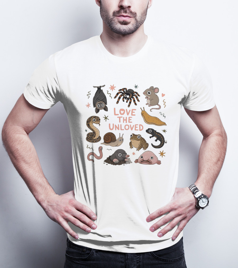 Love The Unloved Weird Animals Bat Spider Mouse Snake Snail Frog Blobfish Worm Salamander Slug T-Shirt