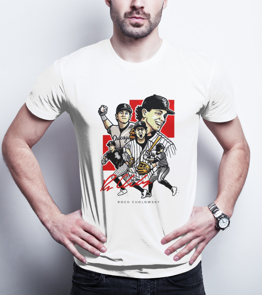 Roch Cholowsky Chicago White Sox Player Artwork Collage T-Shirt