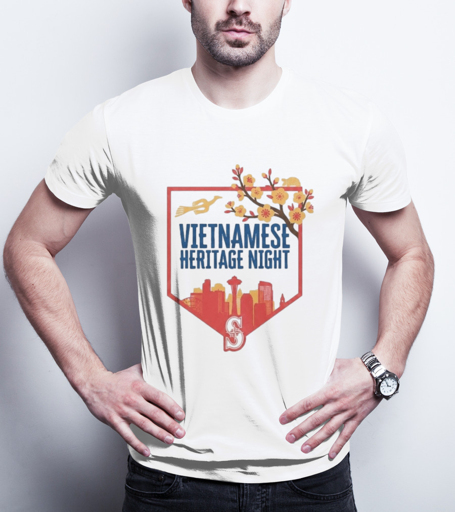 Seattle Mariners Vietnamese Heritage Night Blossom Skyline Celebration T-Shirt