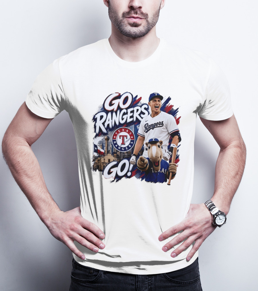 Go Rangers Texas Rangers Baseball Team Spirit Celebration T-Shirt