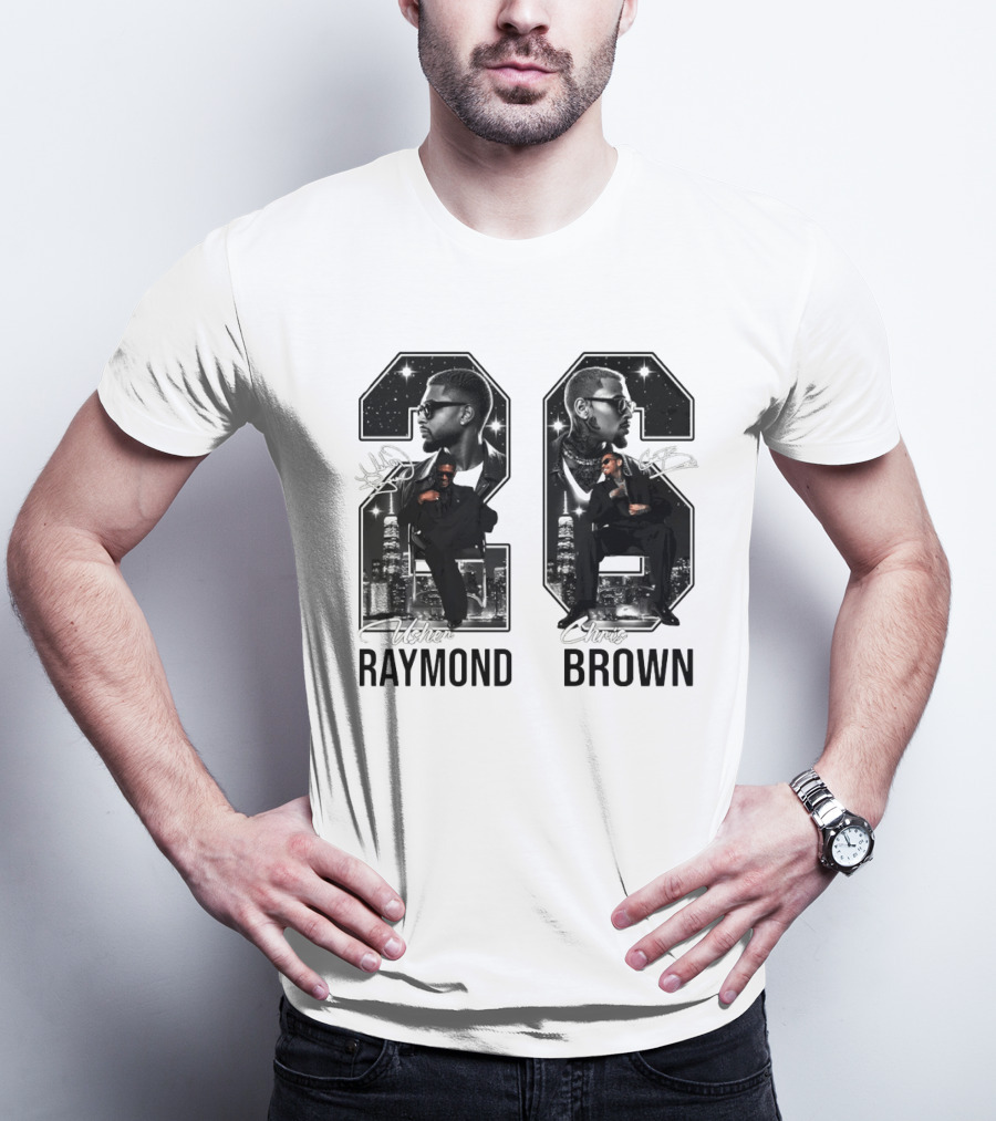Usher Raymond Chris Brown 26 R And B Tour Usher Chris Brown Signatures T-Shirt