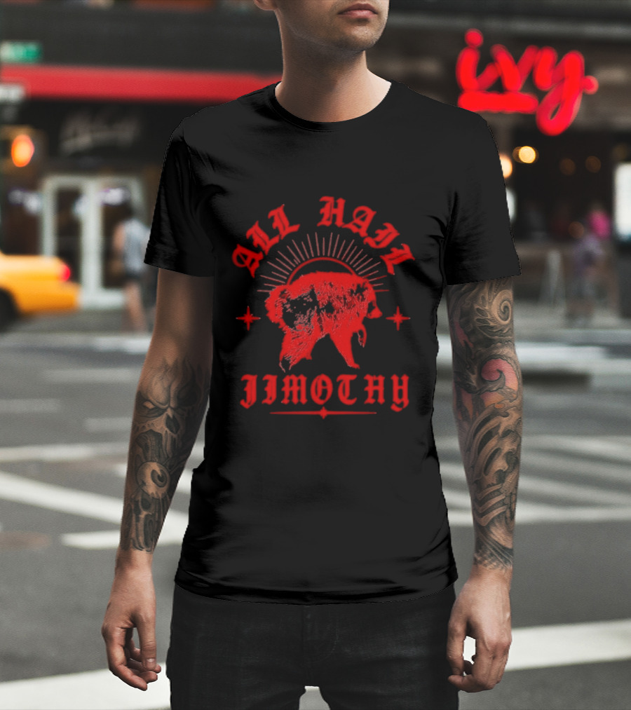 All Hail Jimothy Raccoon Red Starburst Buffalo T-Shirt