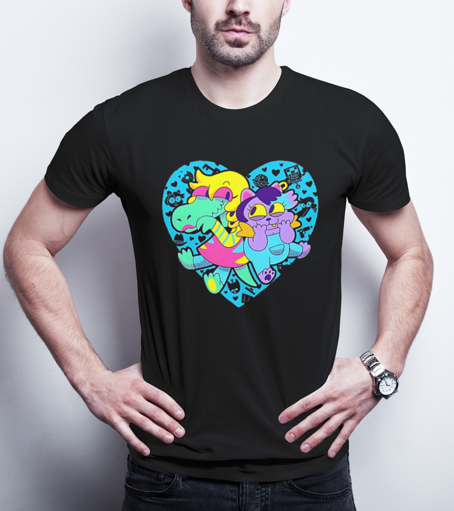 Alphys Mew Mew Heart Art Colorful Character Pair T-Shirt