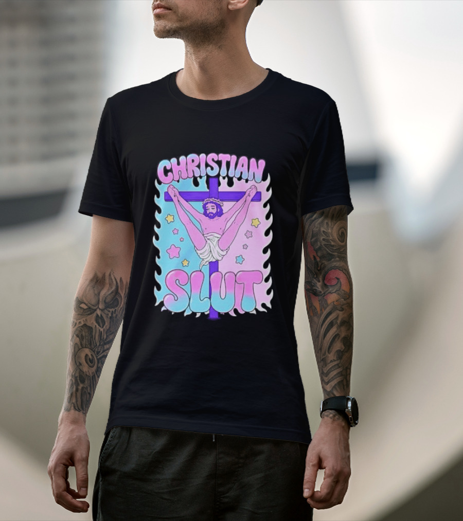 Christian Slut Teen Hearts Jesus Splits Meme T-Shirt