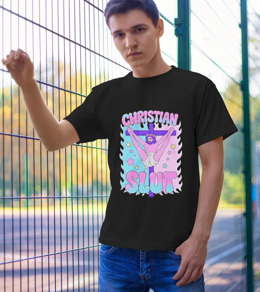 Christian Slut Teen Hearts Jesus Splits Meme T-Shirt