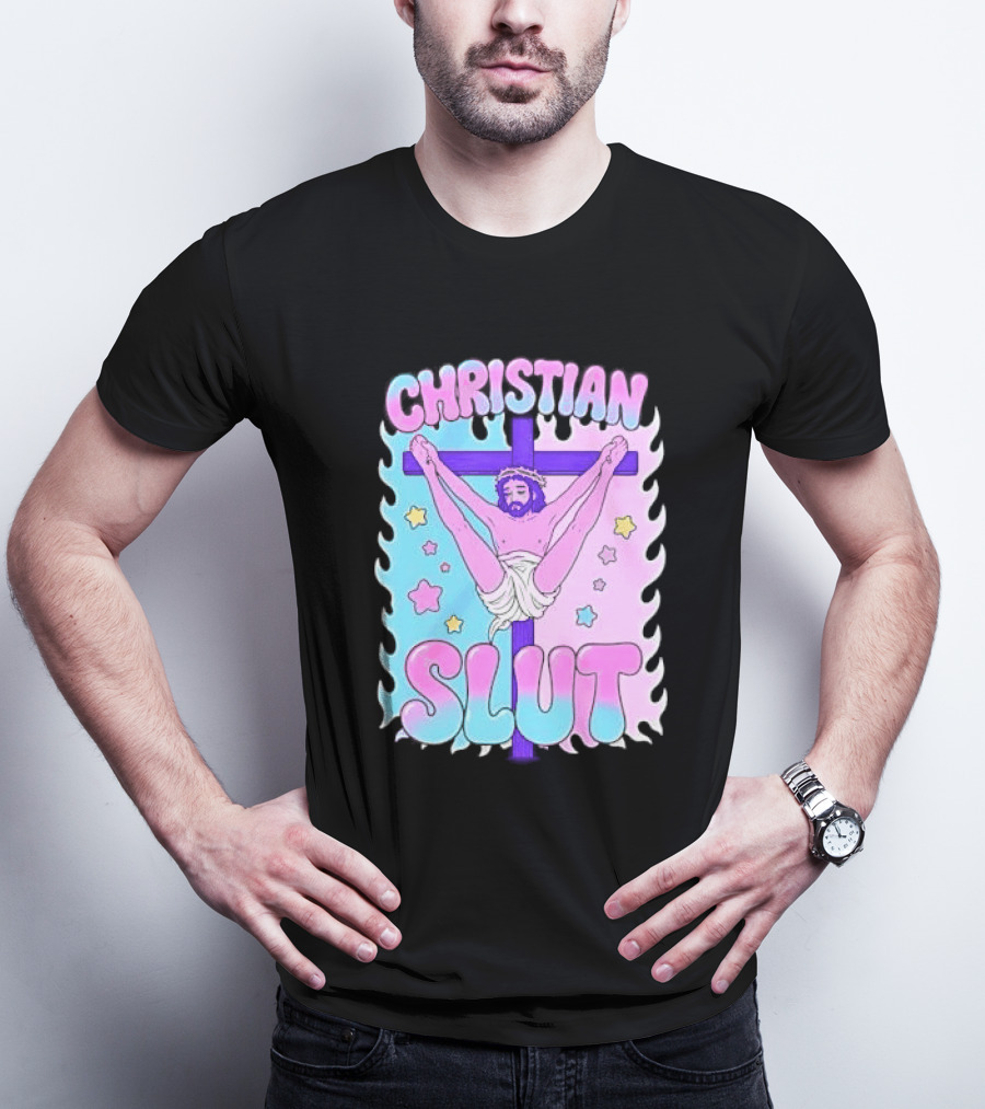 Christian Slut Teen Hearts Jesus Splits Meme T-Shirt