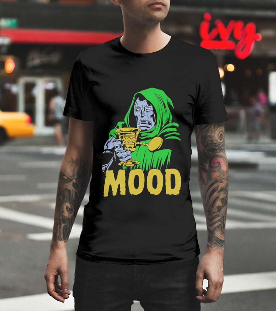 Doom Mood Green Cloaked Character Holding Goblet T-Shirt
