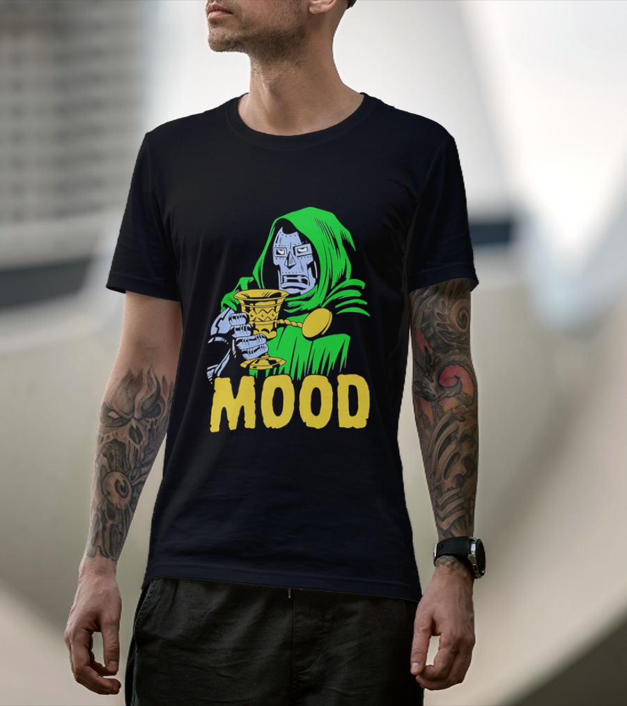 Doom Mood Green Cloaked Character Holding Goblet T-Shirt