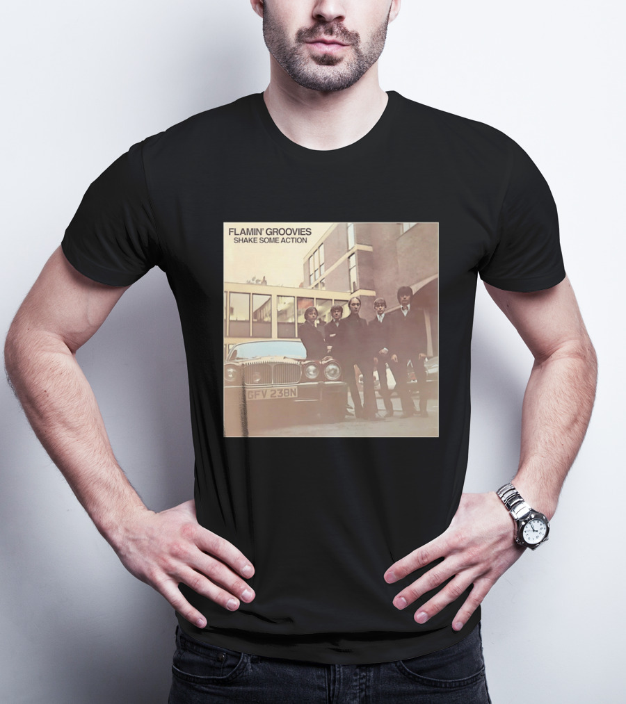Flamin' Groovies Shake Some Action 50th Anniversary Album Cover Retro Car Scene T-Shirt
