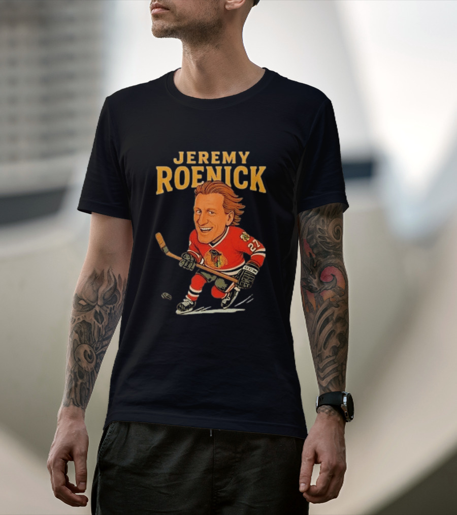 Jeremy Roenick Caricature Chicago Blackhawks Legendary Hockey Star T-Shirt