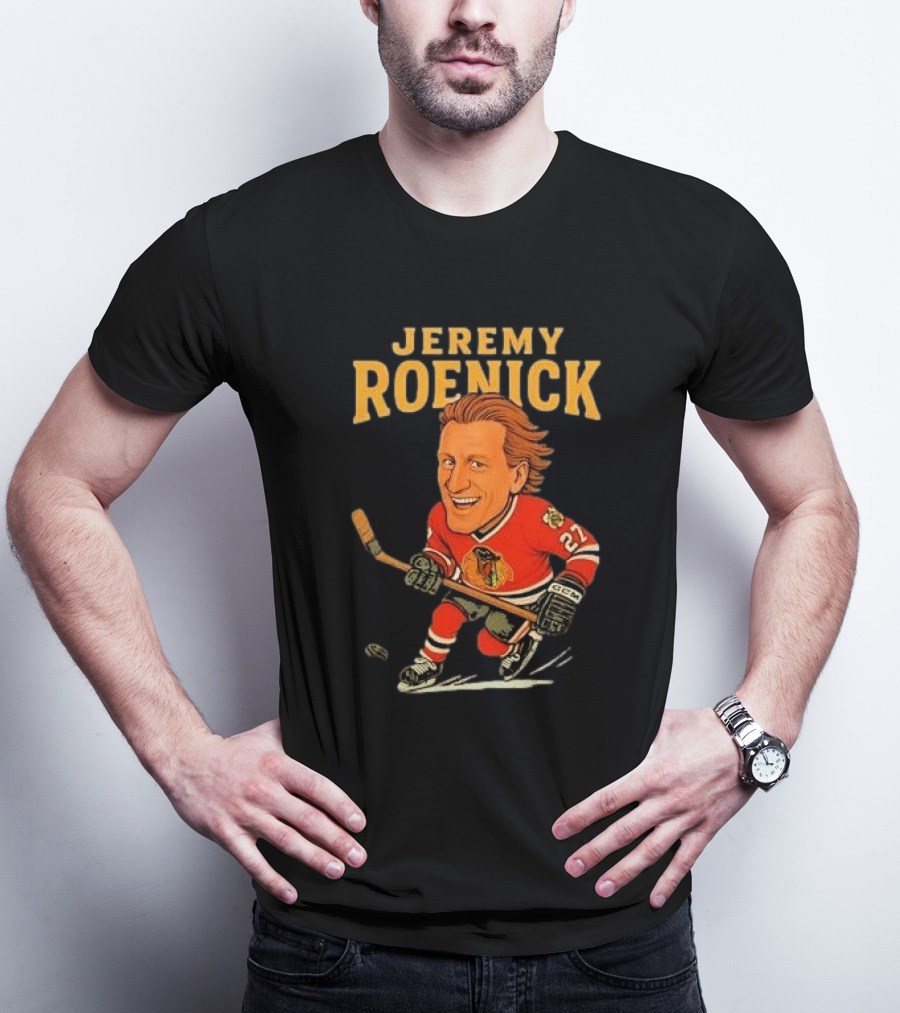 Jeremy Roenick Caricature Chicago Blackhawks Legendary Hockey Star T-Shirt