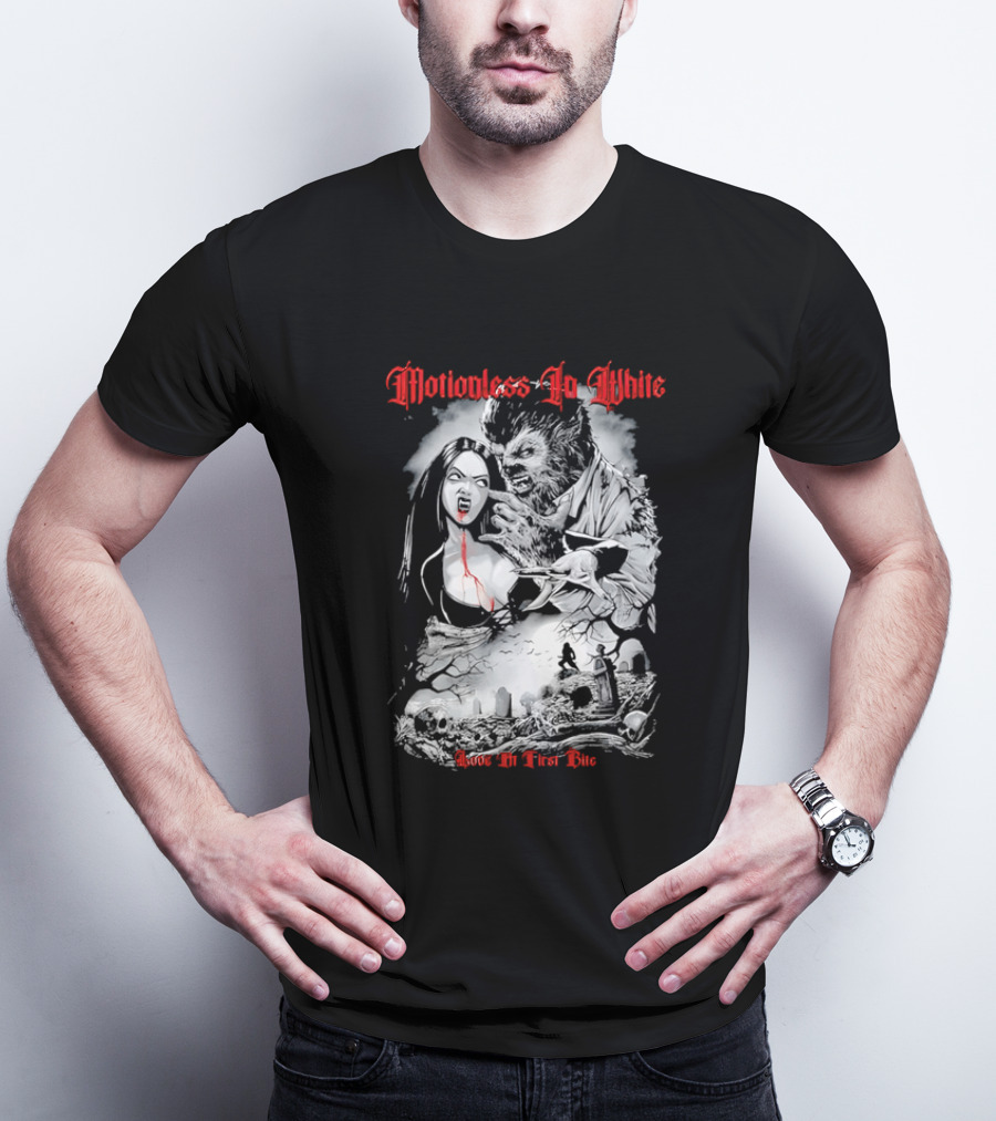 Motionless In White Love At First Bite Vampire And Werewolf Gothic Horror Aesthetic T-Shirt